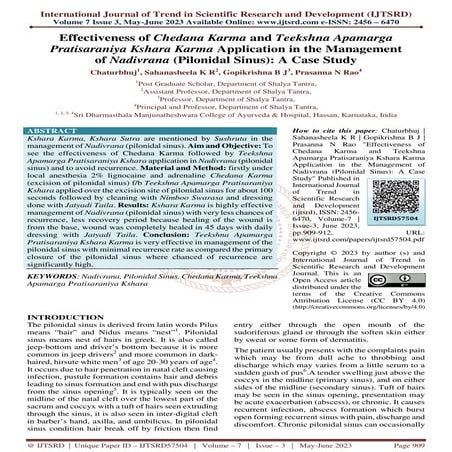 Effectiveness of Chedana Karma and Teekshna Apamarga Pratisaraniya Kshara Karma Application in ...