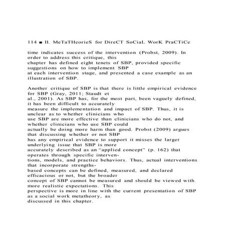 114 II. MeTaTHeorieS for DireCT SoCiaL WorK PraCTiCetime | DOCX