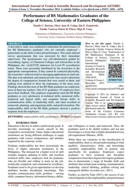 Employability Status of Bachelor of Science in Business Administration ...