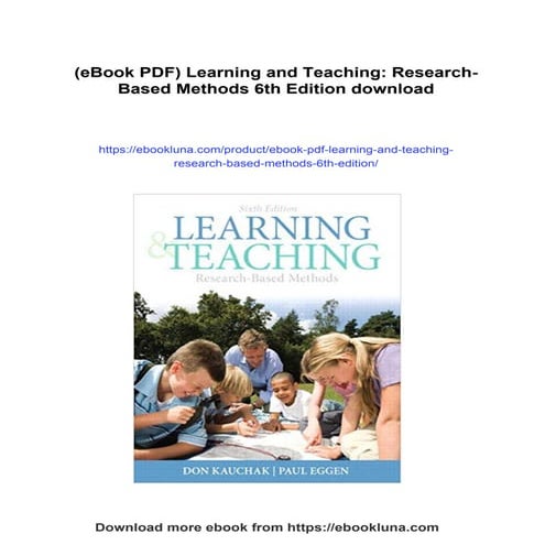 (eBook PDF) Learning and Teaching: Research-Based Methods 6th Edition | PDF