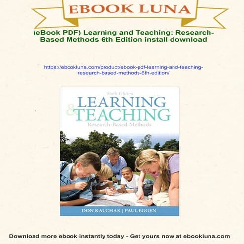(eBook PDF) Learning and Teaching: Research-Based Methods 6th Edition | PDF