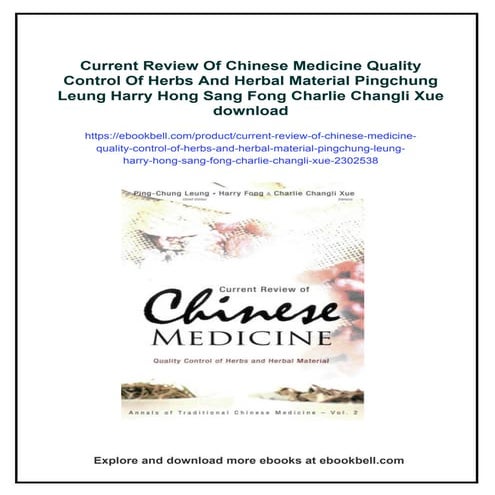Current Review Of Chinese Medicine Quality Control Of Herbs And Herbal ...