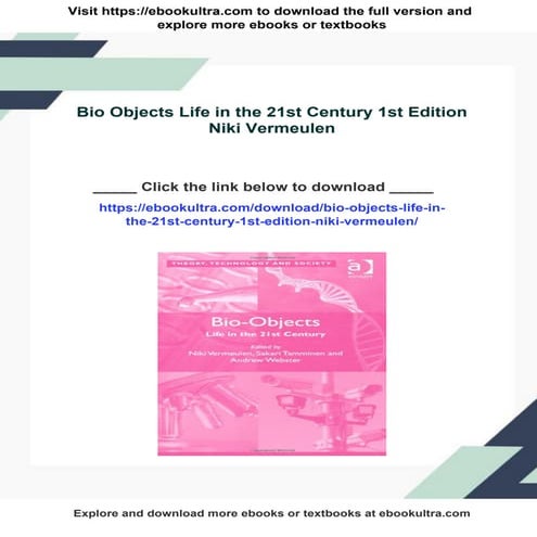 Bio Objects Life in the 21st Century 1st Edition Niki Vermeulen | PDF