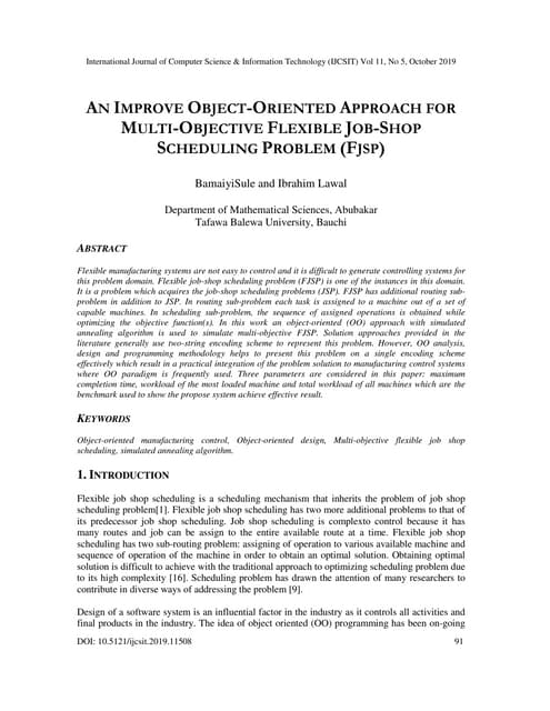 An Improve Object Oriented Approach For Multi Objective Flexible Job 8476