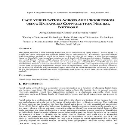 Face Verification Across Age Progression using Enhanced Convolution Neural Network | PDF