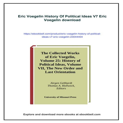 Eric Voegelin History Of Political Ideas V7 Eric Voegelin | PDF