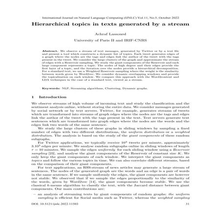 Hierarchical topics in texts generated by a stream | PDF