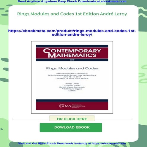 Rings Modules and Codes 1st Edition André Leroy | PDF