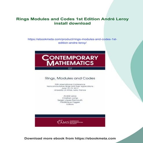 Rings Modules and Codes 1st Edition André Leroy | PDF