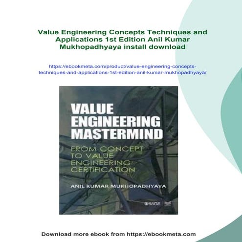Value Engineering Concepts Techniques and Applications 1st Edition Anil ...