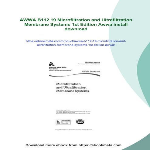 AWWA B112 19 Microfiltration and Ultrafiltration Membrane Systems 1st ...