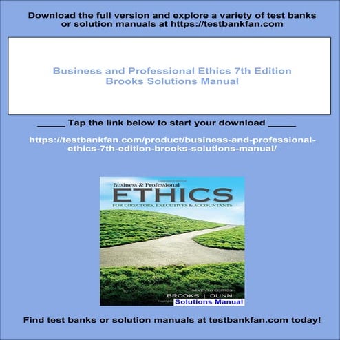 Business and Professional Ethics 7th Edition Brooks Solutions Manual | PDF