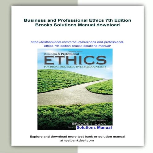 Business and Professional Ethics 7th Edition Brooks Solutions Manual | PDF