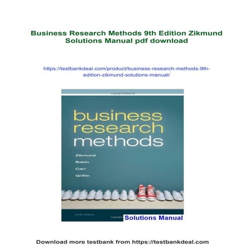 Business Research Methods 9th Edition Zikmund Solutions Manual | PDF