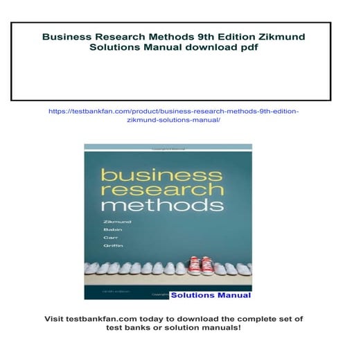 Business Research Methods 9th Edition Zikmund Solutions Manual | PDF