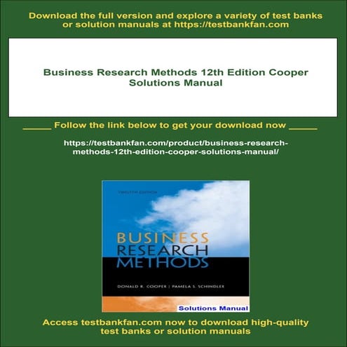 Business Research Methods 12th Edition Cooper Solutions Manual | PDF