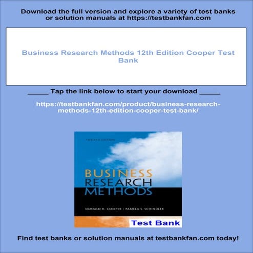 Business Research Methods 12th Edition Cooper Test Bank | PDF