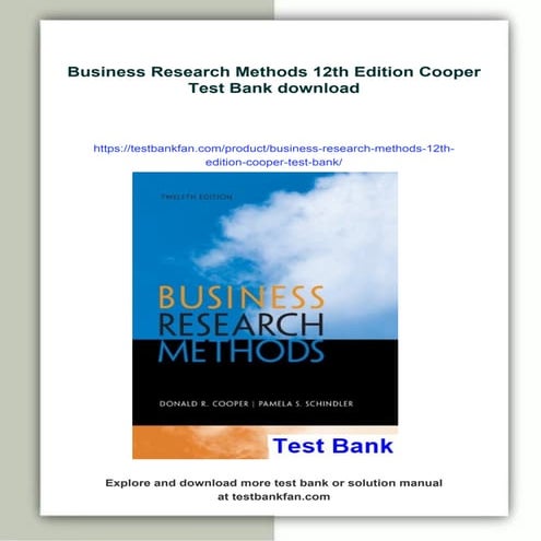 Business Research Methods 12th Edition Cooper Test Bank | PDF
