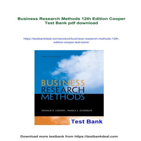 Business Research Methods 12th Edition Cooper Test Bank | PDF