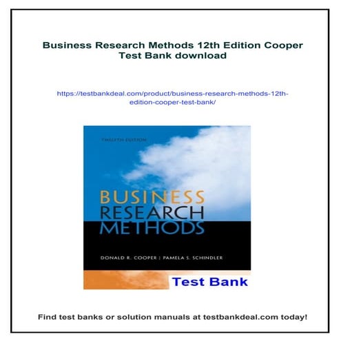 Business Research Methods 12th Edition Cooper Test Bank | PDF