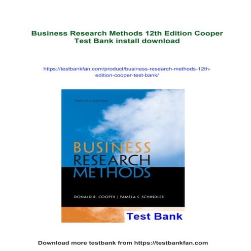 Business Research Methods 12th Edition Cooper Test Bank | PDF