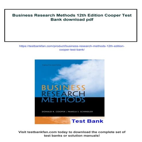 Business Research Methods 12th Edition Cooper Test Bank | PDF