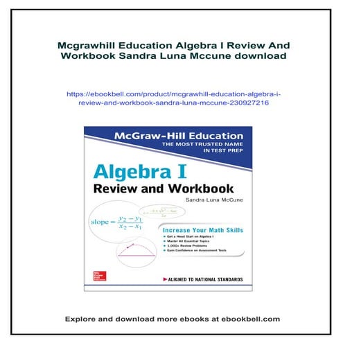 Mcgrawhill Education Algebra I Review And Workbook Sandra Luna Mccune | PDF