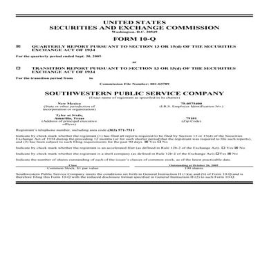 xcel energy SPS_Q305_10Q | PDF | Stocks and Bonds | Personal Investing