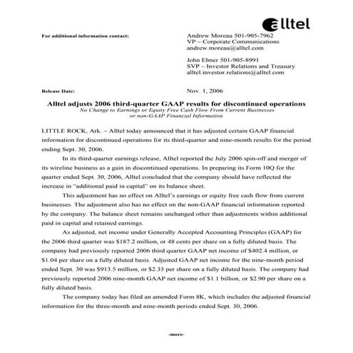 alltel 3Q06_Releasea | PDF