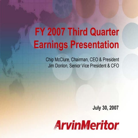 arvinmeritor 2007_Q_Earnings_Slides | PDF