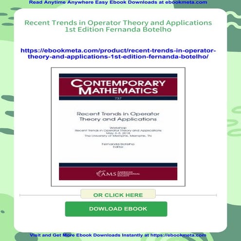 Recent Trends in Operator Theory and Applications 1st Edition Fernanda Botelho | PDF