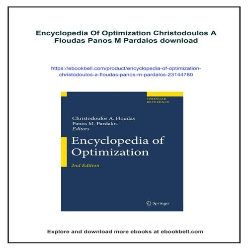 Encyclopedia Of Optimization Christodoulos A Floudas Panos M Pardalos | PDF