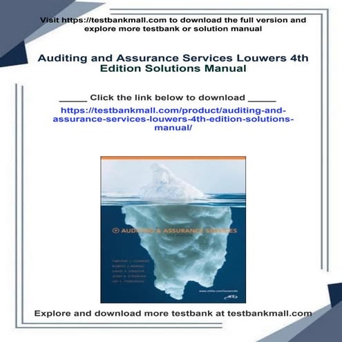 Full download Auditing and Assurance Services Louwers 4th Edition ...