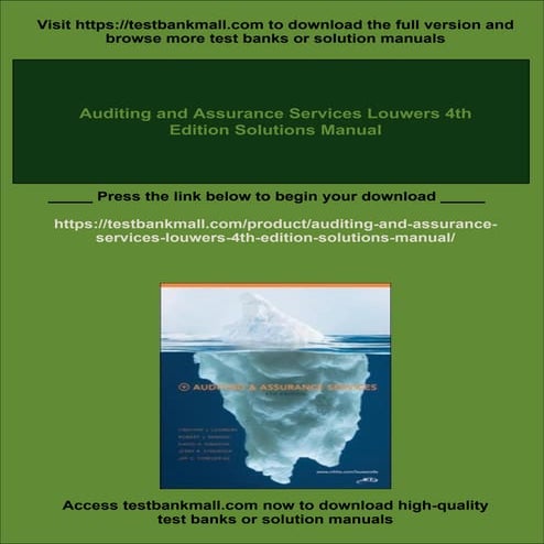 Auditing and Assurance Services Louwers 4th Edition Solutions Manual | PDF