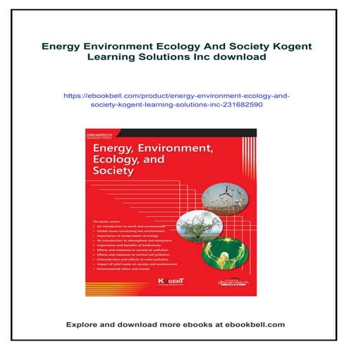 Energy Environment Ecology And Society Kogent Learning Solutions Inc | PDF
