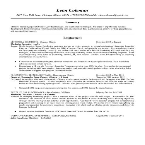 Leon Coleman Resume 2016 | DOC