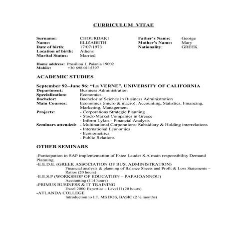 Final CV engl | DOC | Business Accounting & Finance | Business