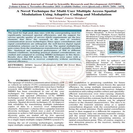 A Novel Technique For Multi User Multiple Access Spatial Modulation Using Adaptive Coding And