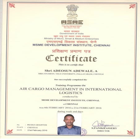 AIR CARGO CERTIFICATE | PDF