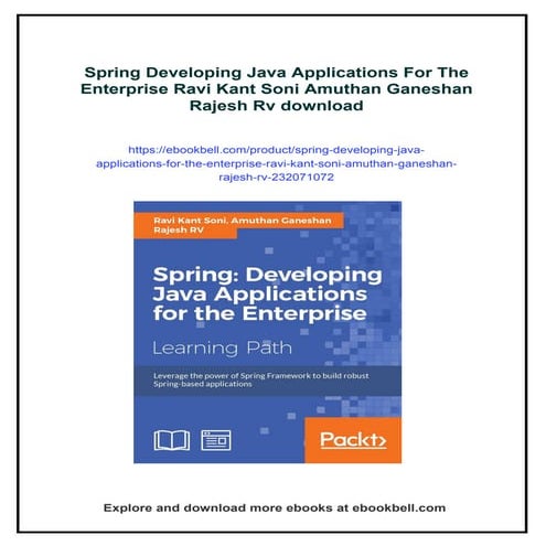Spring Developing Java Applications For The Enterprise Ravi Kant Soni Amuthan Ganeshan Rajesh Rv ...
