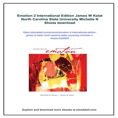 Emotion 2 International Edition James W Kalat North Carolina State ...