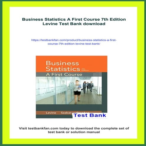 Business Statistics A First Course 7th Edition Levine Test Bank | PDF