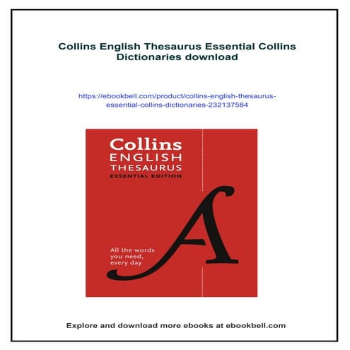 Collins English Thesaurus Essential Collins Dictionaries | PDF