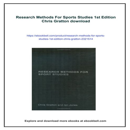 Research Methods For Sports Studies 1st Edition Chris Gratton | PDF
