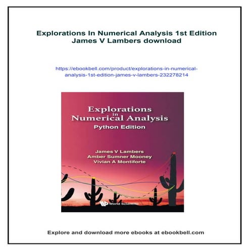 Explorations In Numerical Analysis 1st Edition James V Lambers | PDF