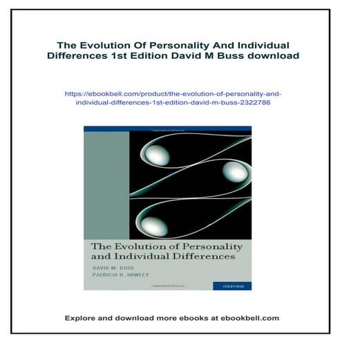 The Evolution Of Personality And Individual Differences 1st Edition ...