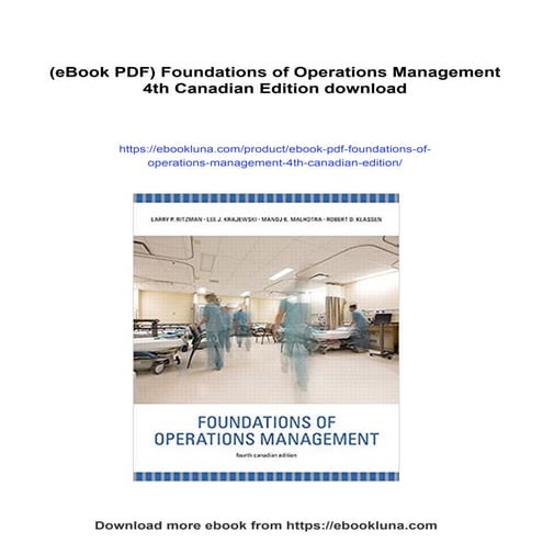 (eBook PDF) Foundations of Operations Management 4th Canadian Edition | PDF