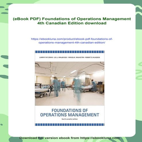 (eBook PDF) Foundations of Operations Management 4th Canadian Edition | PDF