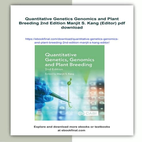 Quantitative Genetics Genomics and Plant Breeding 2nd Edition Manjit S. Kang (Editor) | PDF