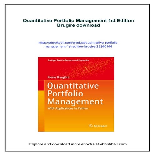 Quantitative Portfolio Management 1st Edition Brugire | PDF